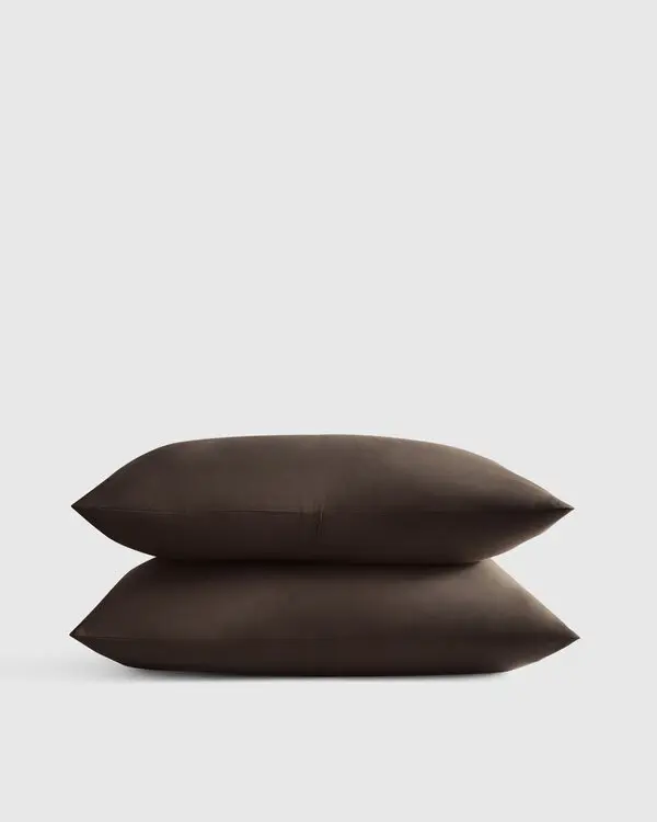 Quince Organic Crisp Percale Sham Set - Espresso