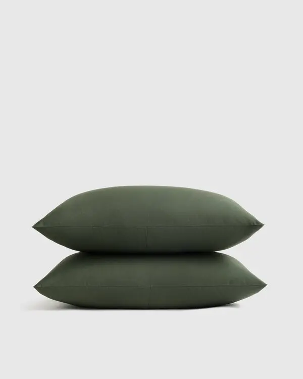 Quince Organic Crisp Percale Sham Set - Pine