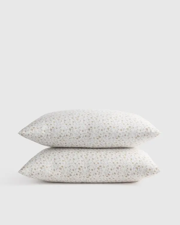 Quince Organic Crisp Percale Sham Set - Toffee Florette