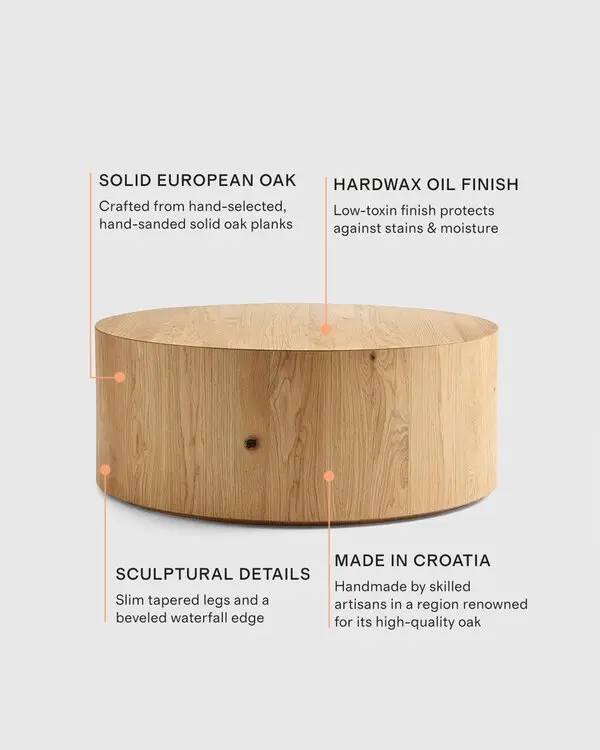 Quince Oak Drum Coffee Table