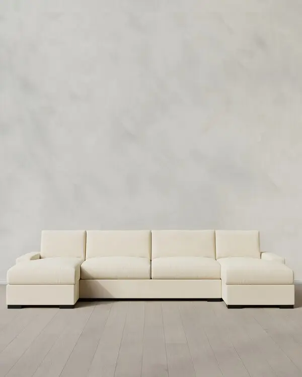 Quince Stillman U Sectional In Performance Velvet - Ivory