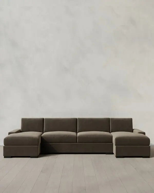 Quince Stillman U Sectional In Performance Velvet - Sable