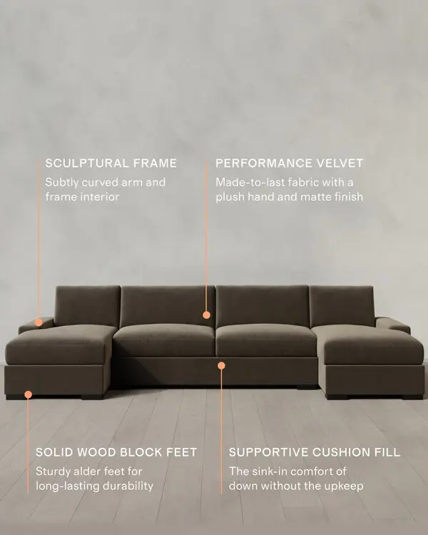 Quince Stillman U Sectional In Performance Velvet - Sable