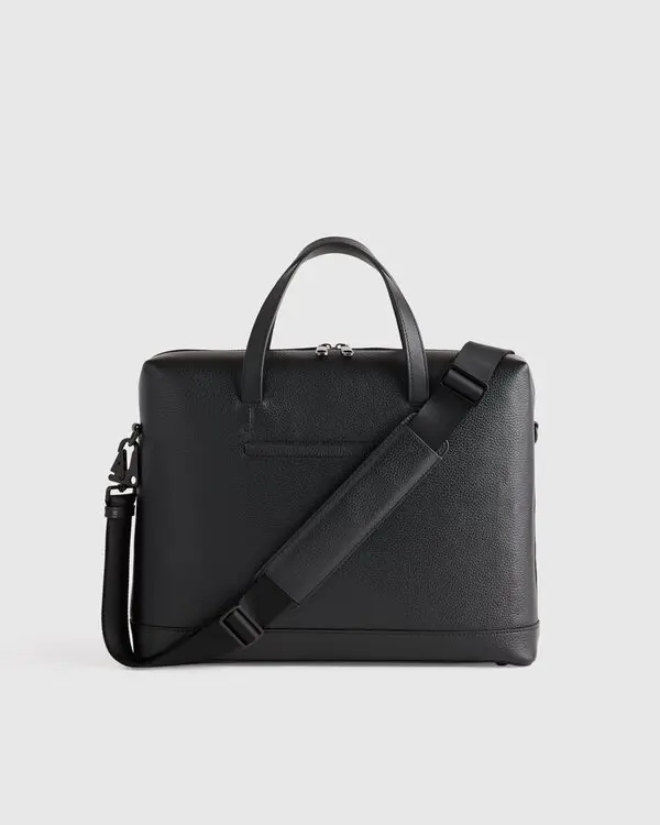 Quince Italian Leather Slim Laptop Bag - Black