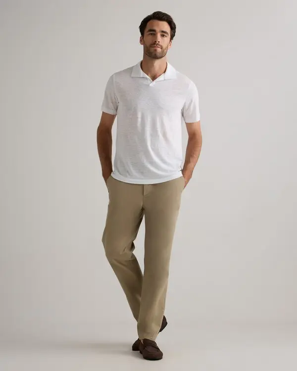 Quince 100% European Linen Jersey Polo - White