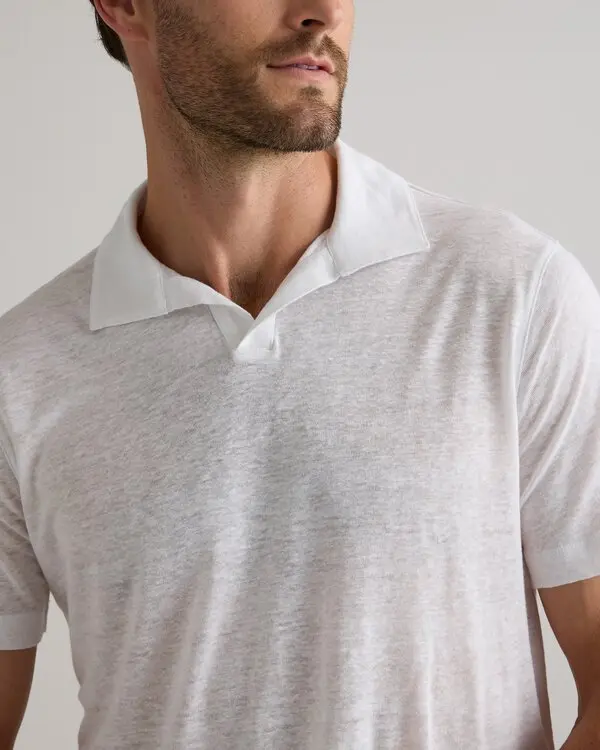 Quince 100% European Linen Jersey Polo - White