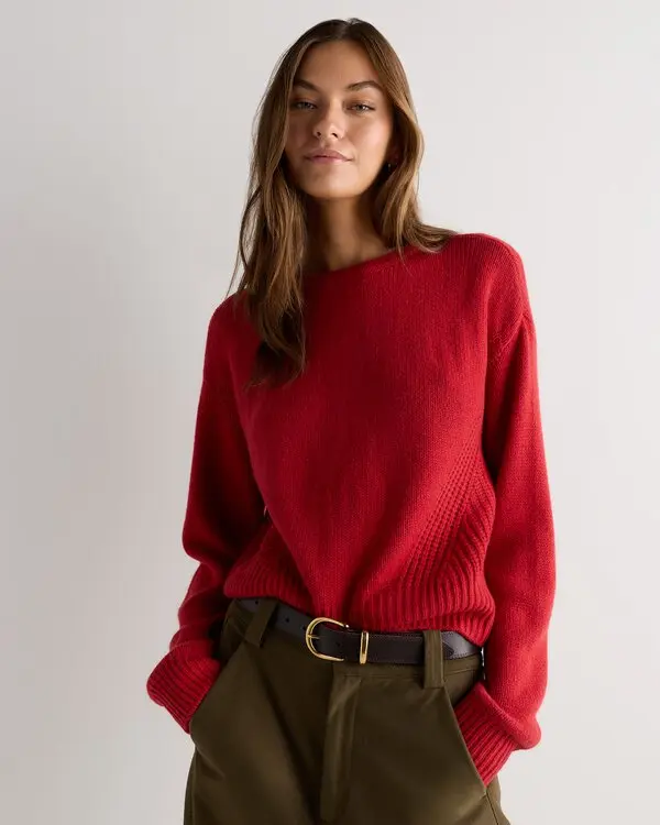 Quince Yak Wool Pointelle Sweater - Coulis Red