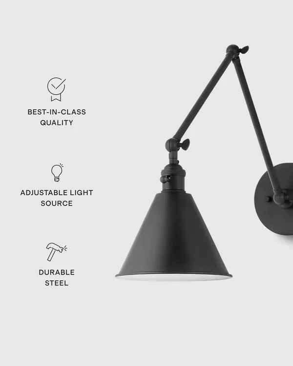 Quince Articulating Double Arm Steel Wall Sconce