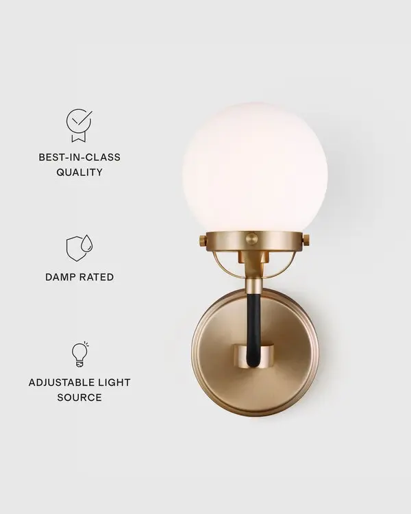 Quince Single Globe Steel Sconce