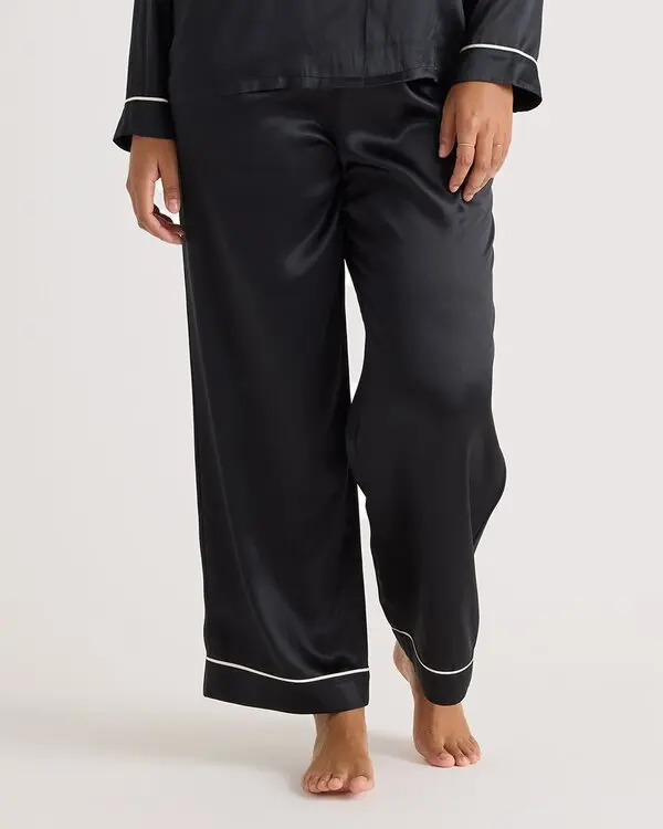 Quince Satin Pajama Pants - Black