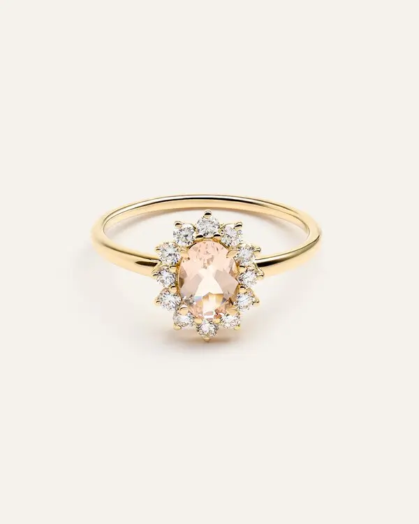 Quince 14k Gold Lab Grown Diamond And Morganite Halo Ring - Yellow Gold