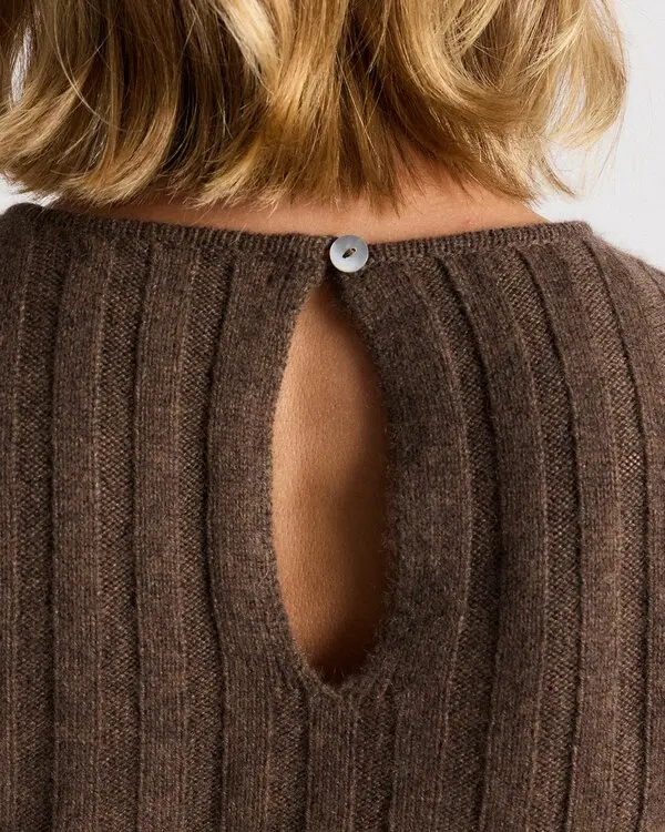 Quince Mongolian Cashmere Wide-rib Midi Dress - Brown