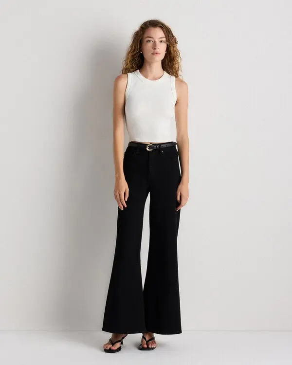 Quince Bella Stretch Palazzo Jeans - Black
