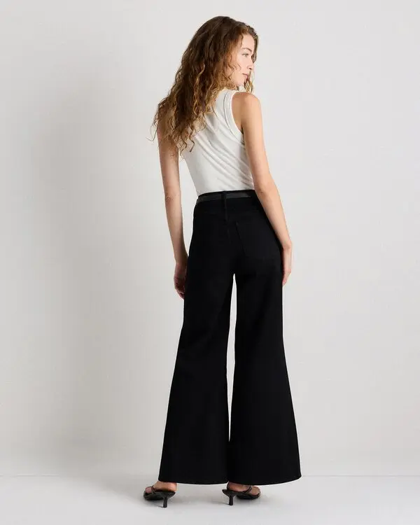 Quince Bella Stretch Palazzo Jeans - Black