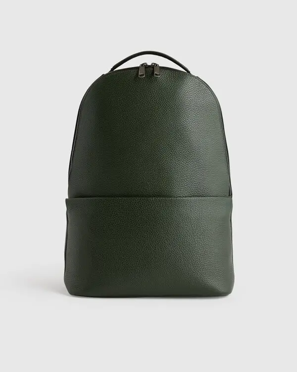 Quince Italian Leather Laptop Backpack - Dark Olive
