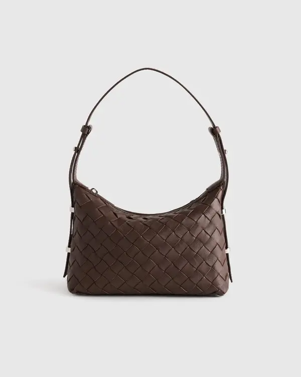 Quince Italian Leather Handwoven Mini Bag - Dark Brown