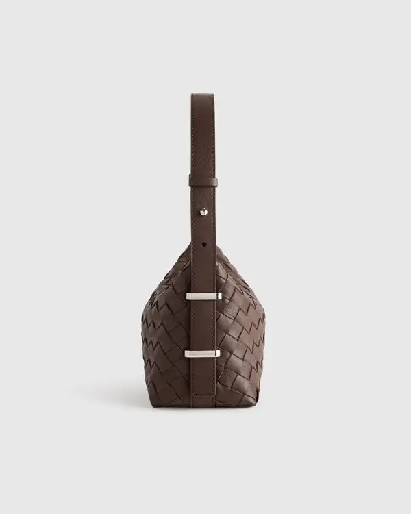 Quince Italian Leather Handwoven Mini Bag - Dark Brown
