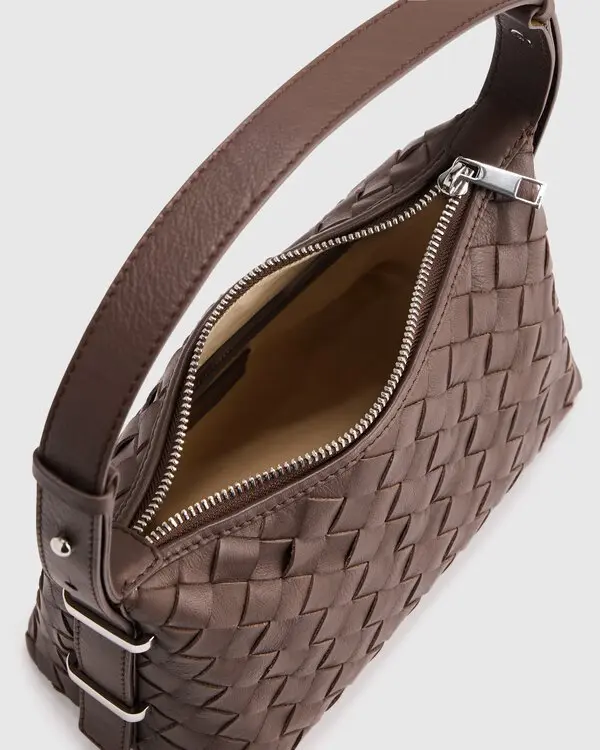 Quince Italian Leather Handwoven Mini Bag - Dark Brown