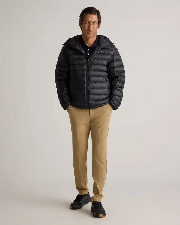 Quince Lightweight Down Packable Puffer Hooded Jacket - Black