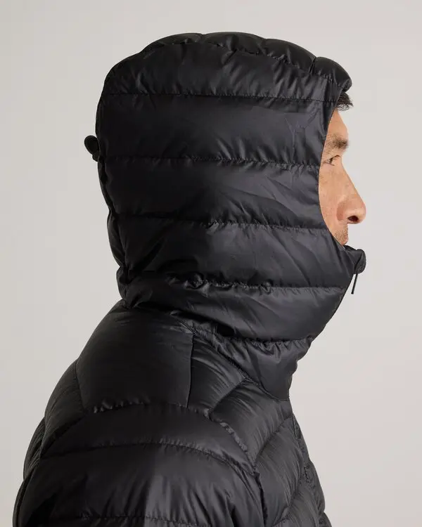 Quince Lightweight Down Packable Puffer Hooded Jacket - Black