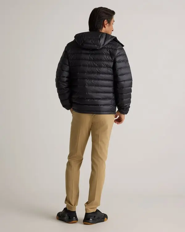 Quince Lightweight Down Packable Puffer Hooded Jacket - Black