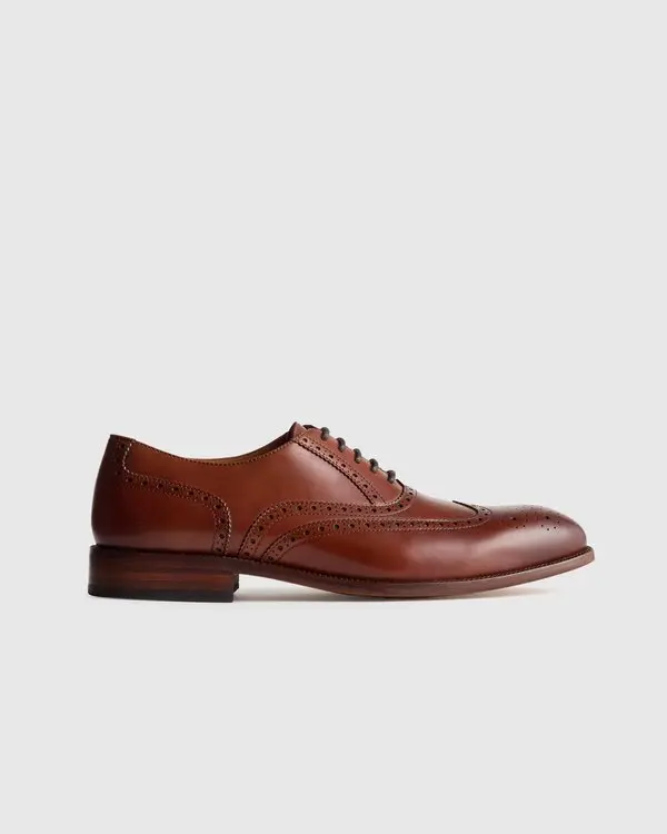 Quince Italian Leather Wingtip Oxford - Cognac