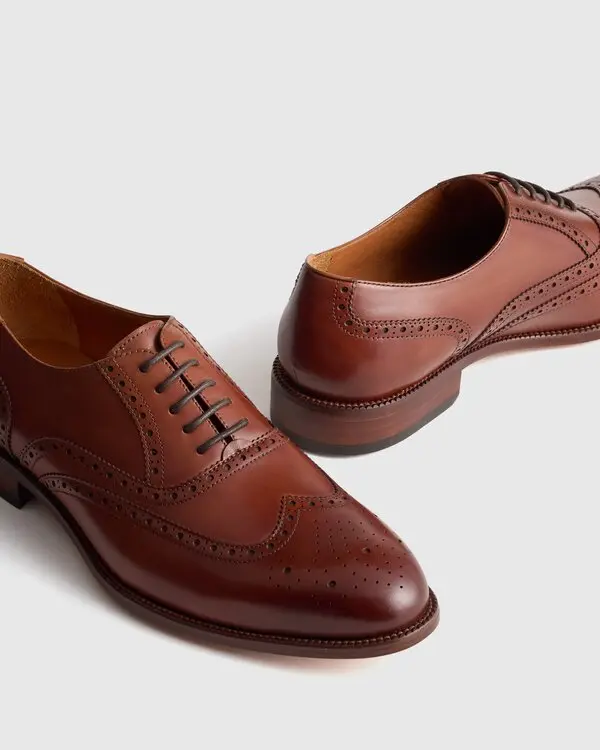 Quince Italian Leather Wingtip Oxford - Cognac