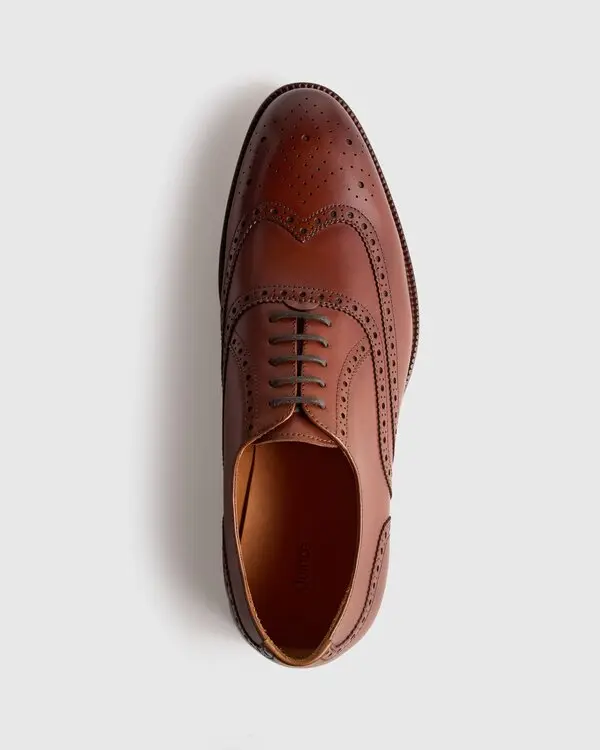 Quince Italian Leather Wingtip Oxford - Cognac