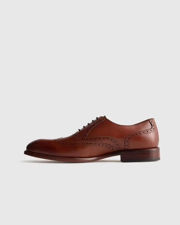 Quince Italian Leather Wingtip Oxford - Cognac
