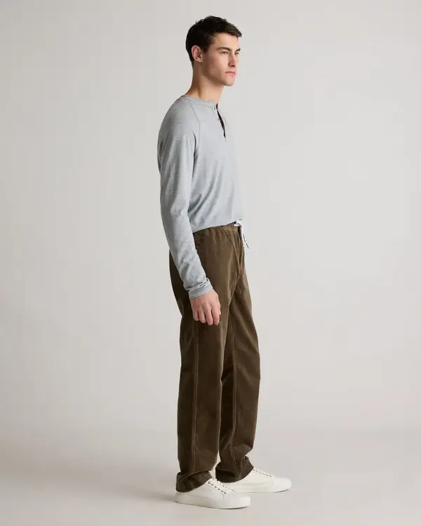 Quince Organic Stretch Corduroy Drawstring Trousers - Seaweed