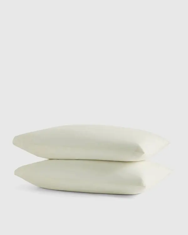 Quince Organic Crisp Percale Pillowcase Set - Ivory