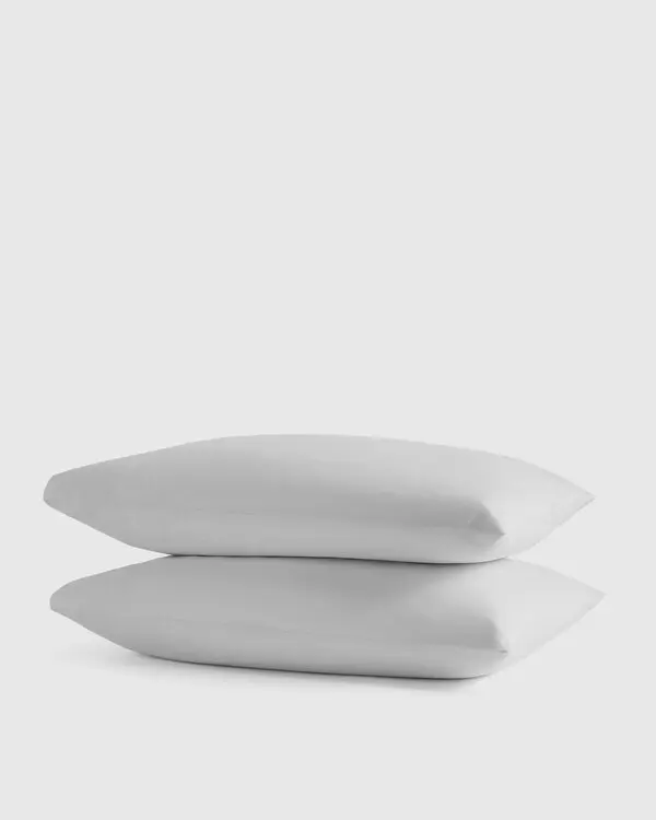 Quince Organic Crisp Percale Pillowcase Set - Light Grey