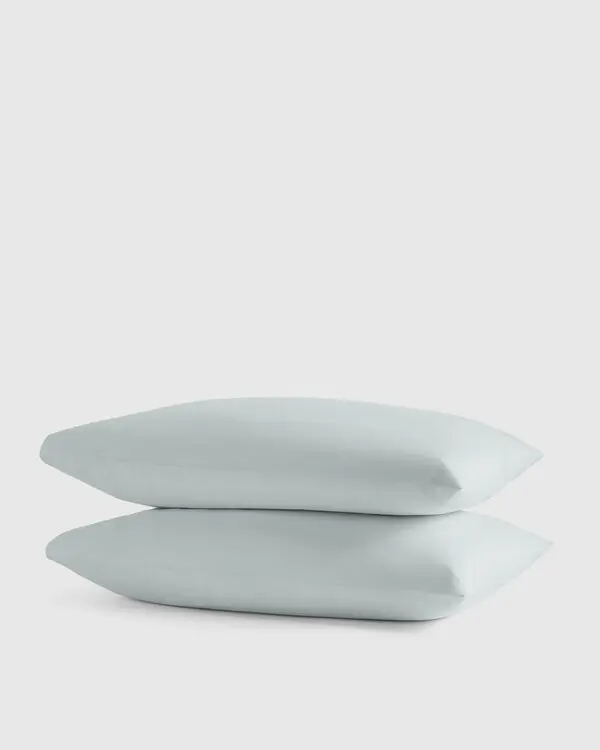 Quince Organic Crisp Percale Pillowcase Set - Mist