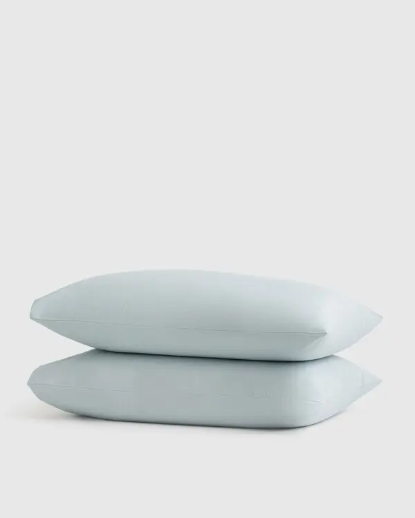 Quince Organic Crisp Percale Pillowcase Set - Sky Blue