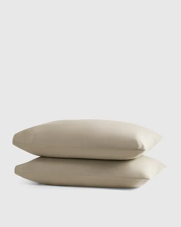 Quince Organic Crisp Percale Pillowcase Set - Toffee