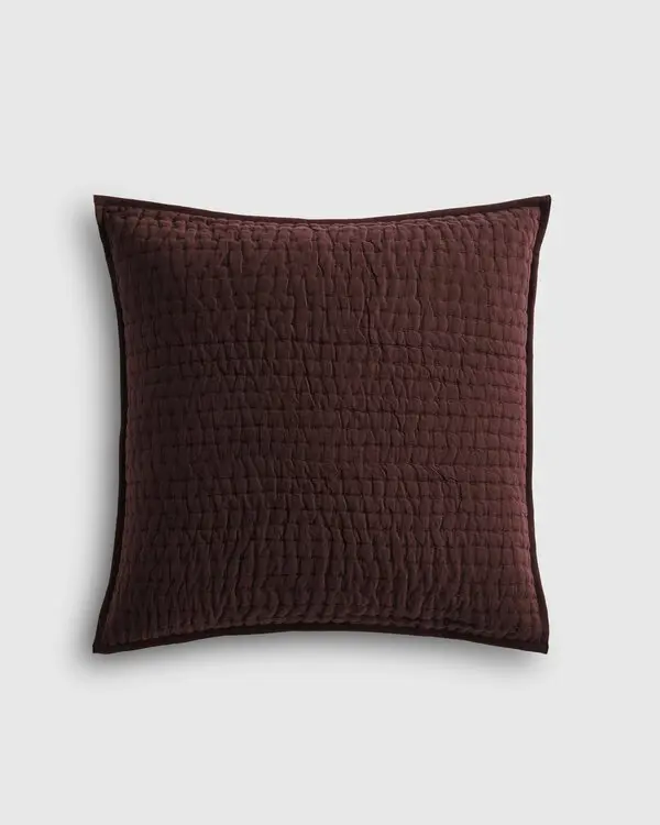 Quince European Linen Cotton Stitch Quilted Sham - Espresso