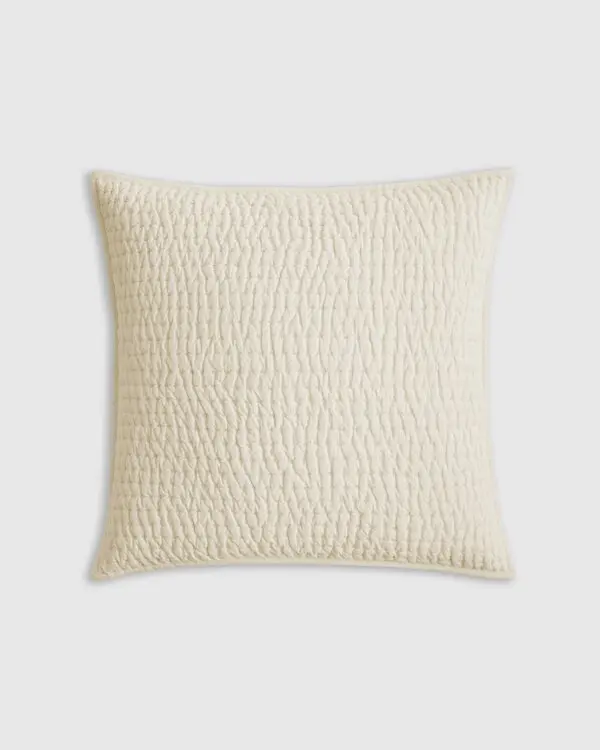 Quince European Linen Cotton Stitch Quilted Sham - Ivory