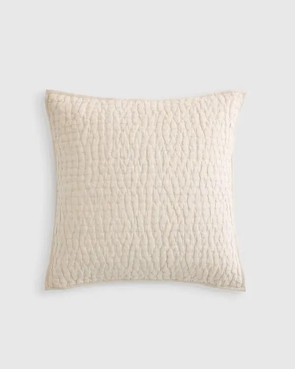 Quince European Linen Cotton Stitch Quilted Sham - Natural