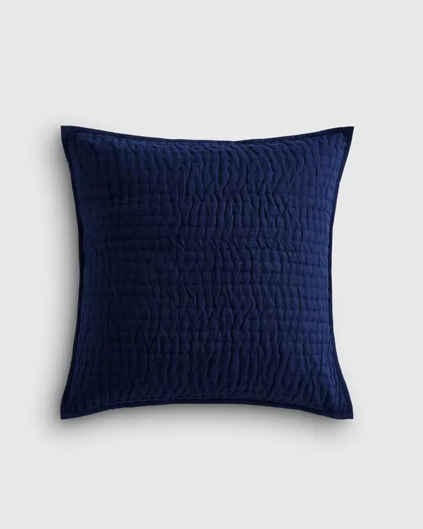 Quince European Linen Cotton Stitch Quilted Sham - Navy