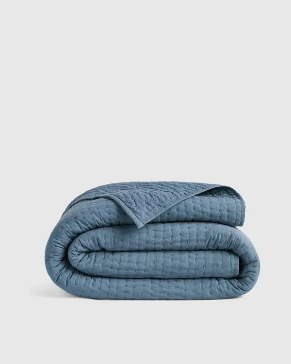 Quince European Linen Cotton Stitch Quilt - Glacier Blue
