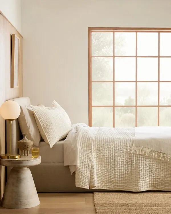 Quince European Linen Cotton Stitch Quilt - Ivory