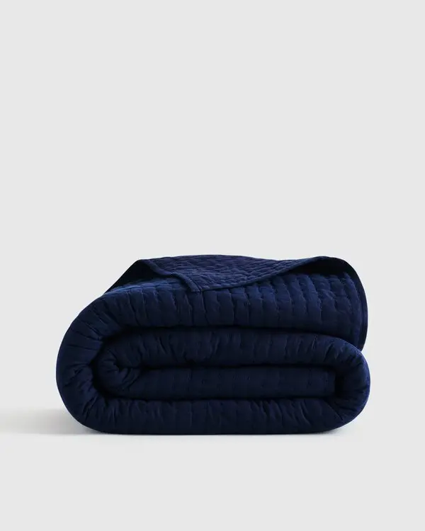 Quince European Linen Cotton Stitch Quilt - Navy