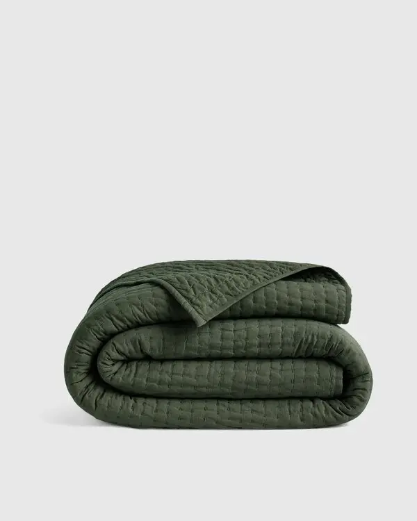 Quince European Linen Cotton Stitch Quilt - Pine