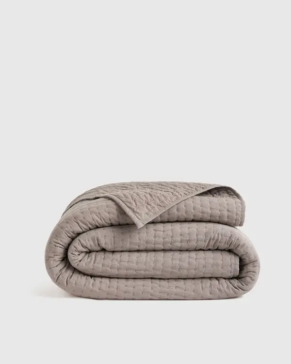 Quince European Linen Cotton Stitch Quilt - Stone