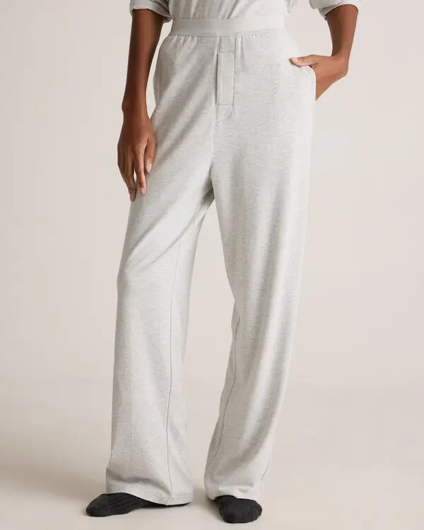 Quince Dream Lounge Oversized Long Sleeve Pajama Set - Light Heather Grey
