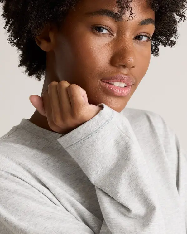 Quince Dream Lounge Oversized Long Sleeve Pajama Set - Light Heather Grey