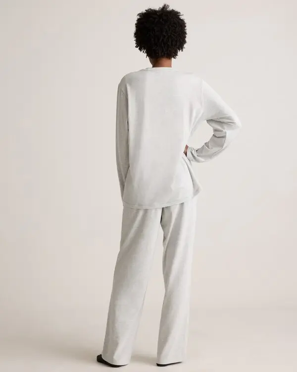 Quince Dream Lounge Oversized Long Sleeve Pajama Set - Light Heather Grey