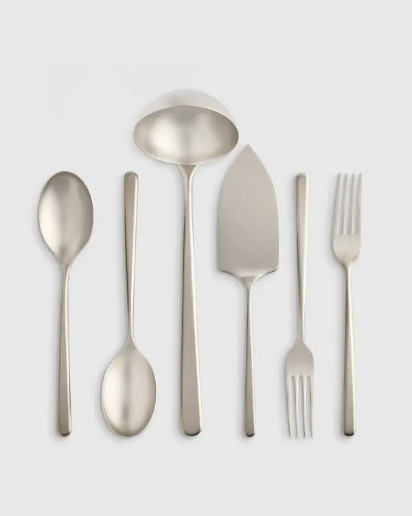 Quince Gia Minimalist 6 Piece Serving Utensil Set - Brushed Stainless Steel