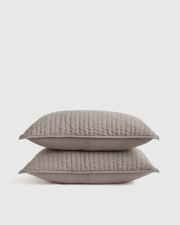 Quince European Linen Cotton Stitch Sham Set - Stone