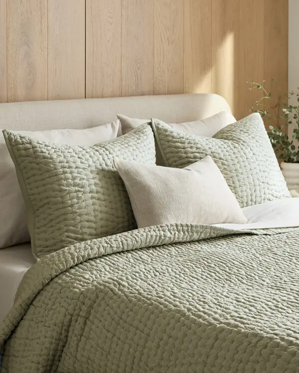 Quince European Linen Cotton Stitch Sham Set - Willowleaf